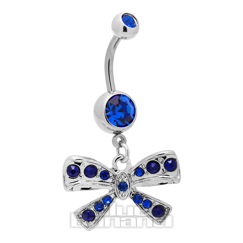 Bow Blue Zircon Navel Bar | Belly Bar Piercing Jewellery