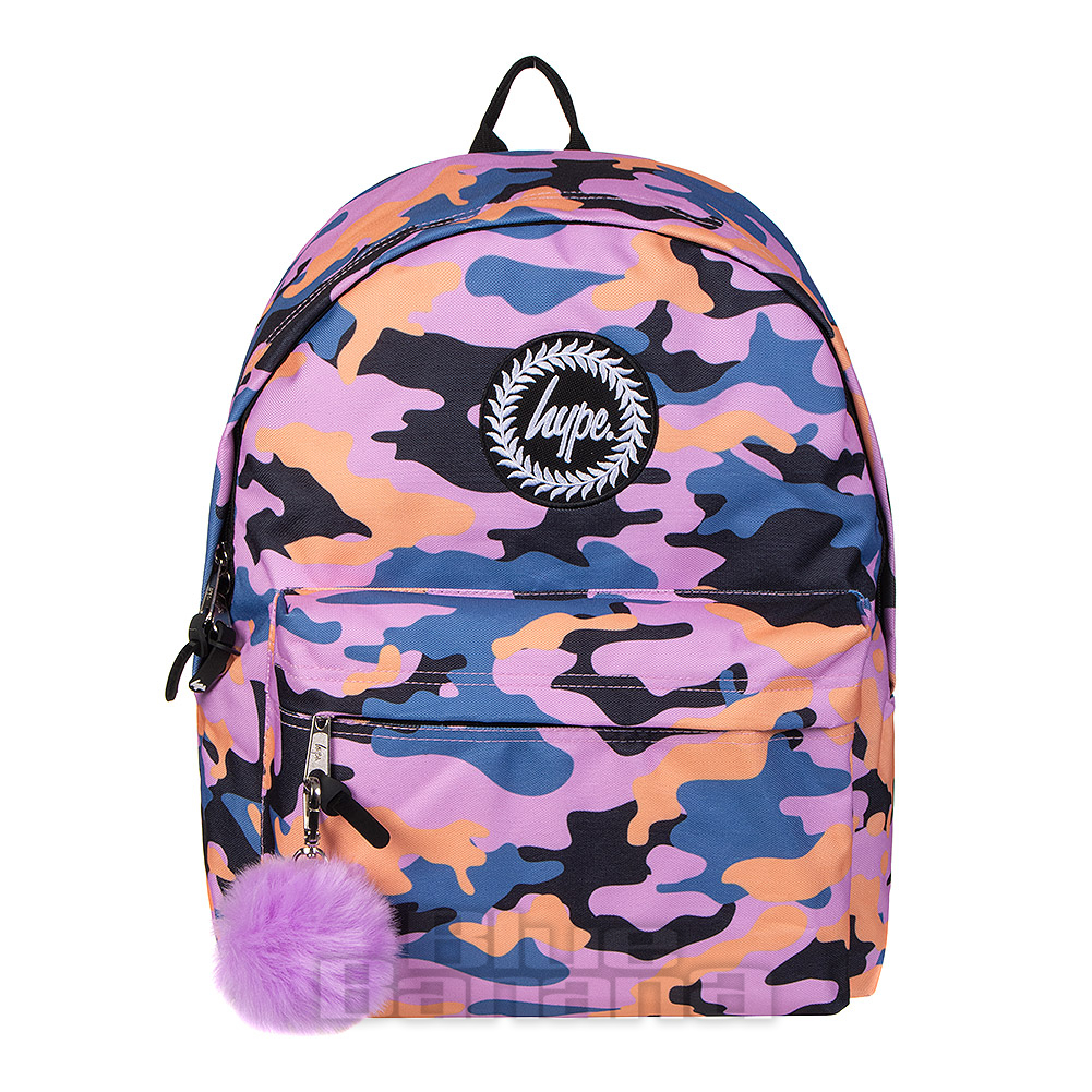 Hype Camo Purple Orange Backpack | Camouflage School Rucksack & Bag
