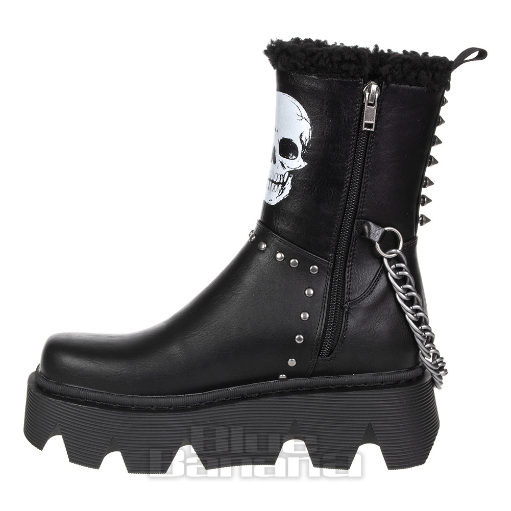 Lamoda Cyan Skull Boots | Womens Gothic Ankle Boots