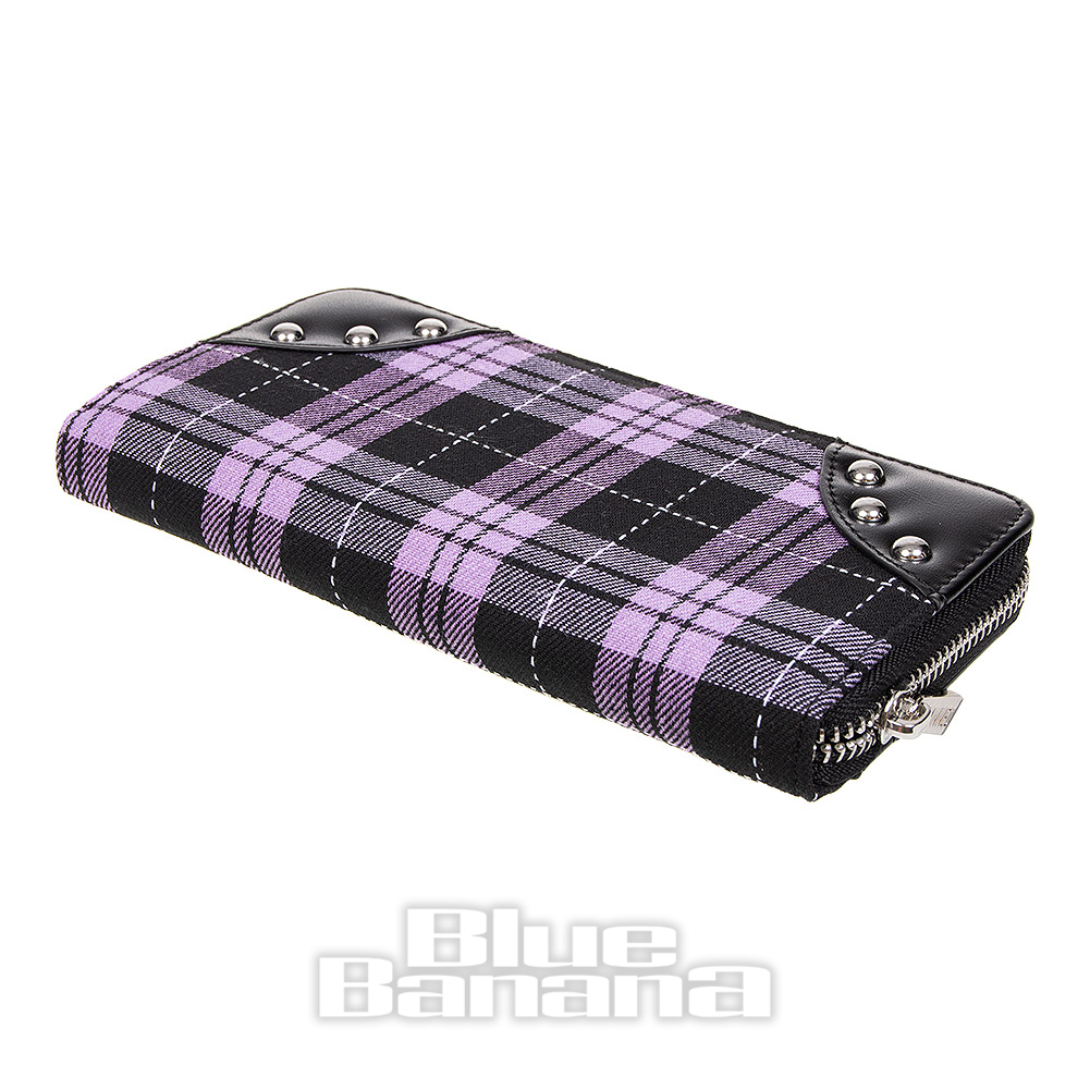 Banned Tartan Handcuff Purple Wallet | Rockabilly Alternative Purse