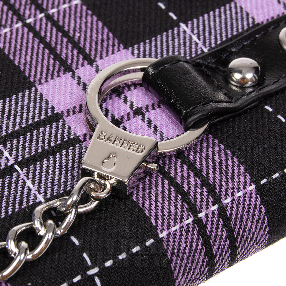 Banned Tartan Handcuff Purple Wallet | Rockabilly Alternative Purse