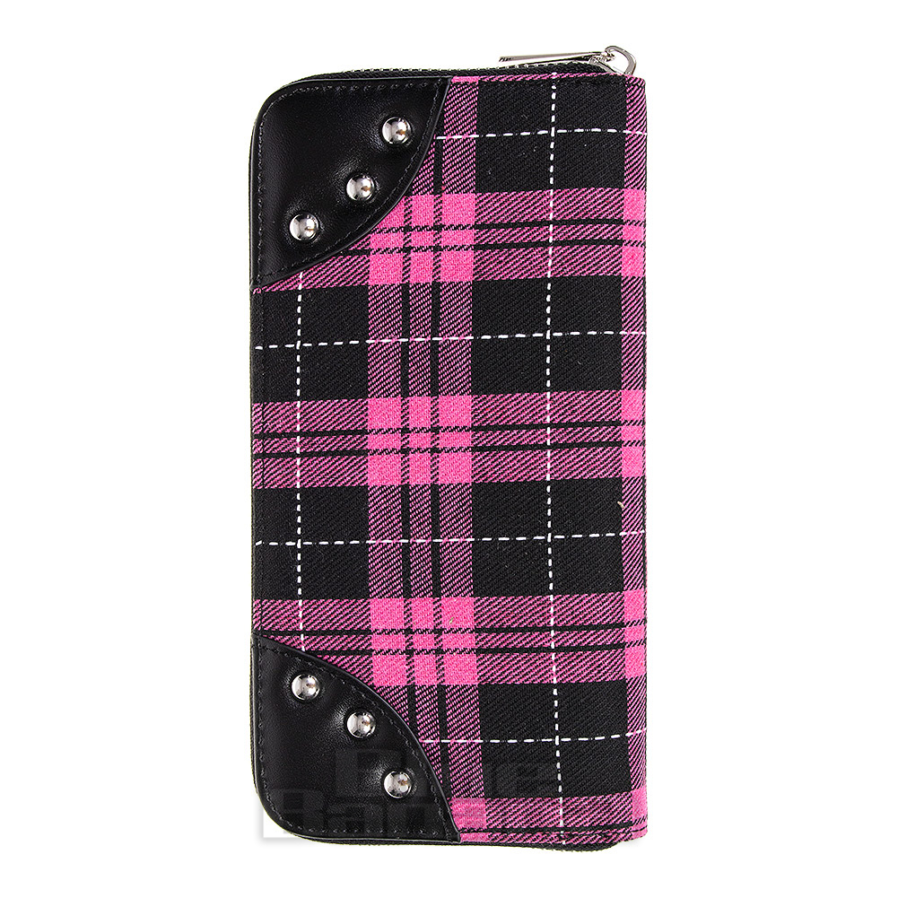 Banned Tartan Handcuff Pink Wallet | Alternative Rockabilly Purse