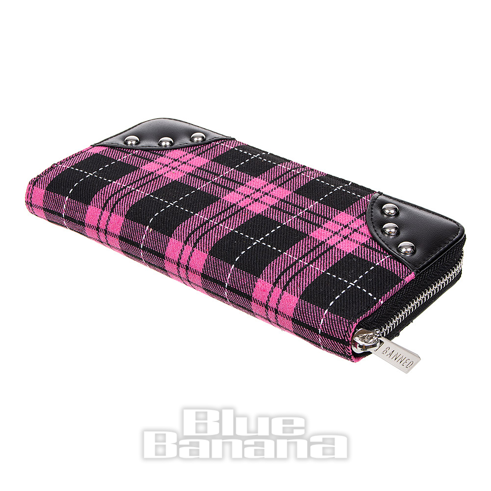 Banned Tartan Handcuff Pink Wallet | Alternative Rockabilly Purse