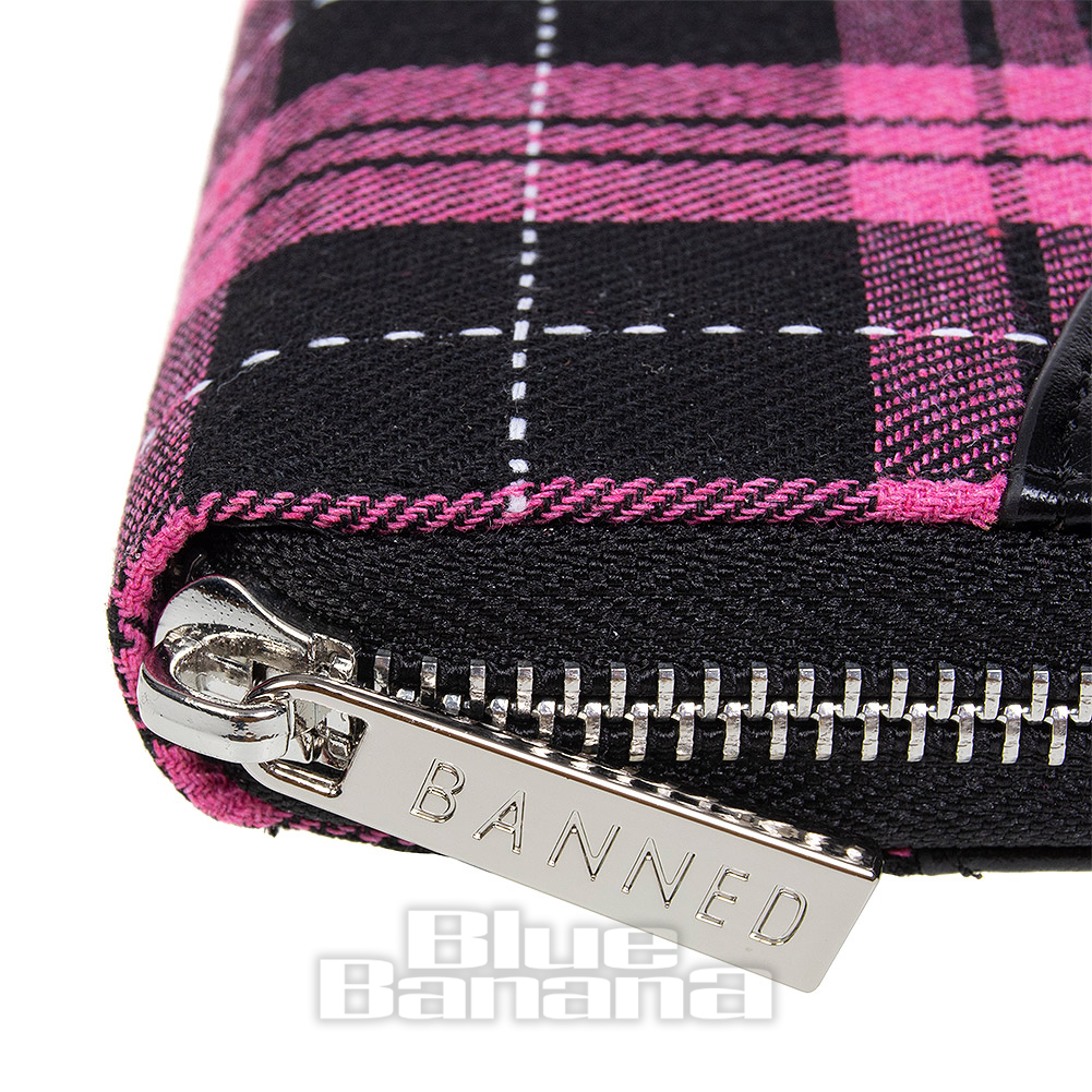 Banned Tartan Handcuff Pink Wallet | Alternative Rockabilly Purse