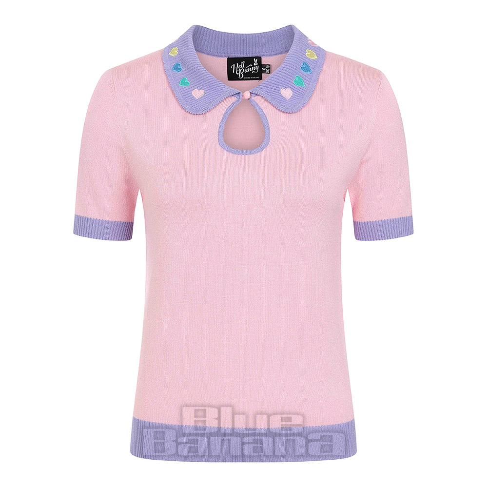 Hell Bunny Lollie Pink Top | Vintage Retro Pastel Top