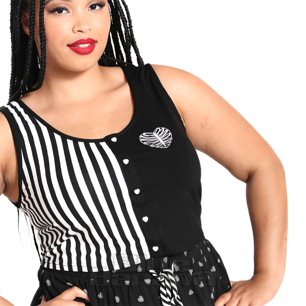 Hell Bunny Ribcage Black/White Crop Top | Gothic Alt Tops