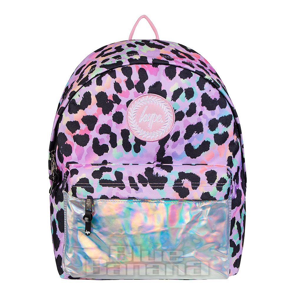 Hype Leopard Holo Rainbow Backpack | Holographic School Rucksack & Bag
