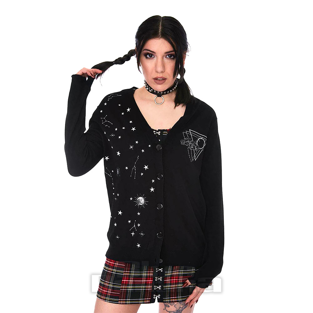 Jawbreaker Starry Night Mittens Black Cardigan | Gothic Witch Cardigan