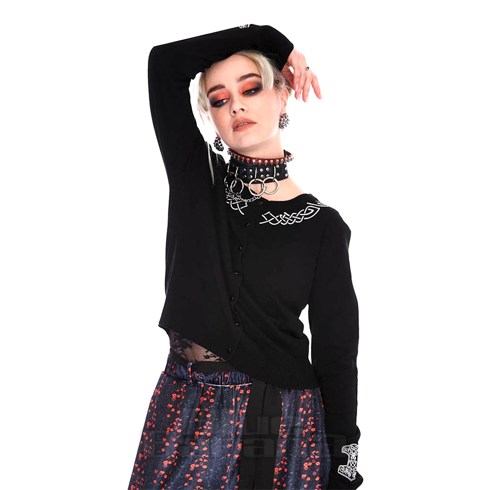 Jawbreaker Mjolnir Embroidered Black Cardigan | Alternative Cardigan