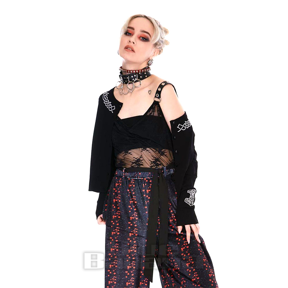 Jawbreaker Mjolnir Embroidered Black Cardigan | Alternative Cardigan