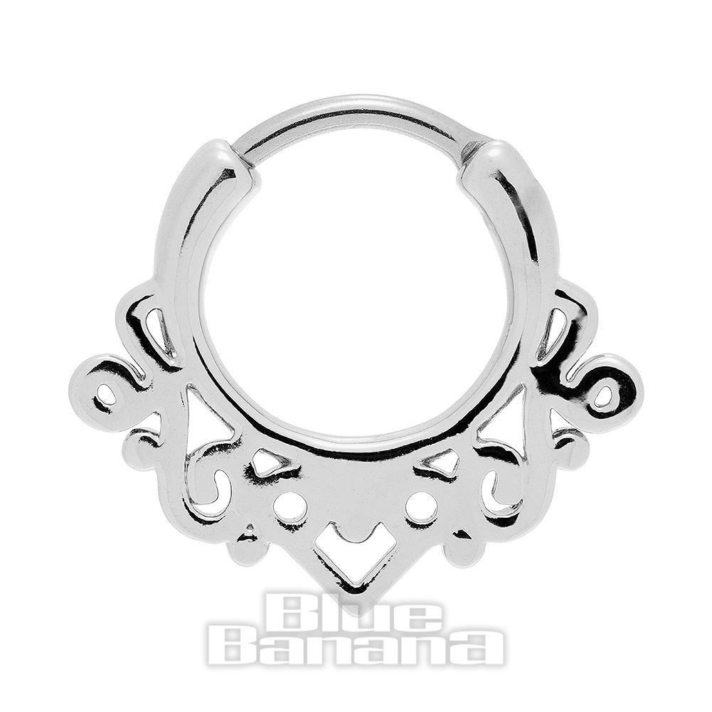 Filigree Surgical Steel Hinged Segment Ring | Piercing Jewellery Hoop