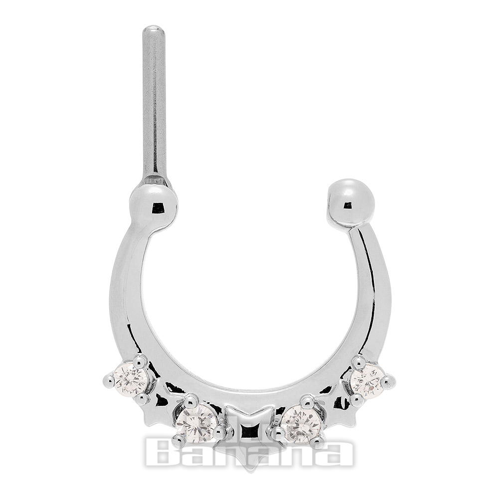 Crystal Star Surgical Steel Hinged Segment Ring | Hoop Piercing Jewellery