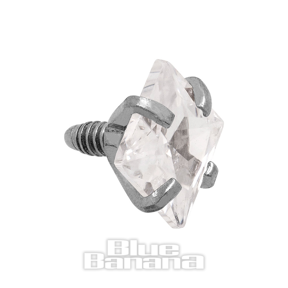 Surgical Steel Square Cut Crystal Dermal Top | Microdermal Piercing ...