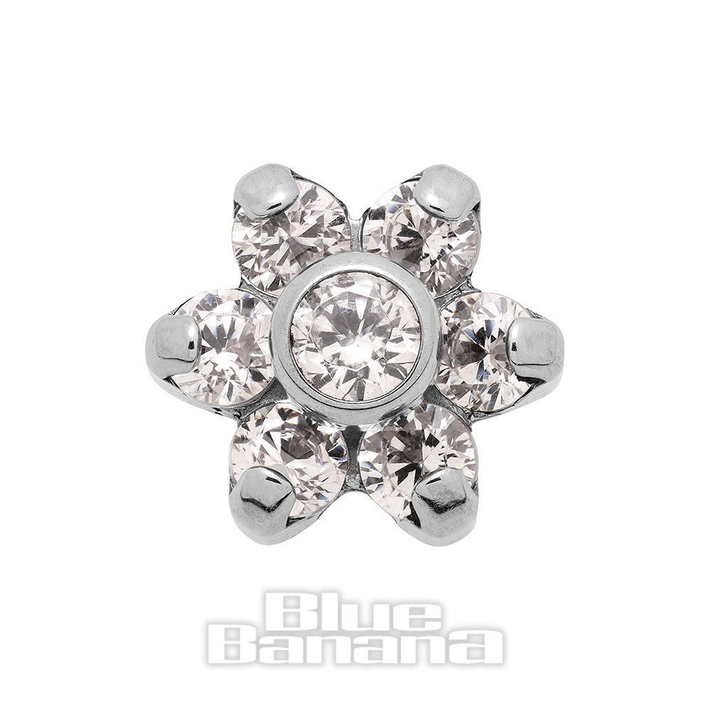 Surgical Steel Flower Crystal Top | Labret Piercing Jewellery