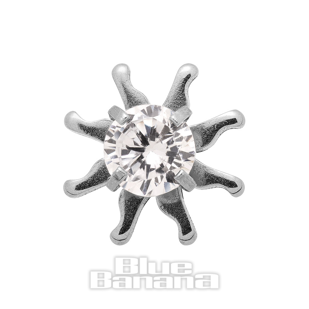 Surgical Steel Sun Crystal Dermal Top | Microdermal Stud Piercing Jewellery