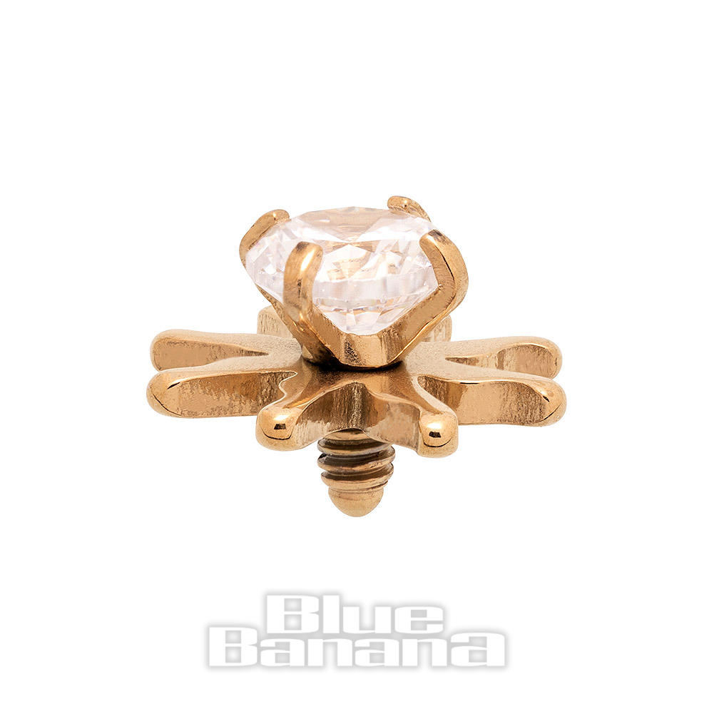 Surgical Steel Sun Gold Crystal Dermal Top | Microdermal Piercing