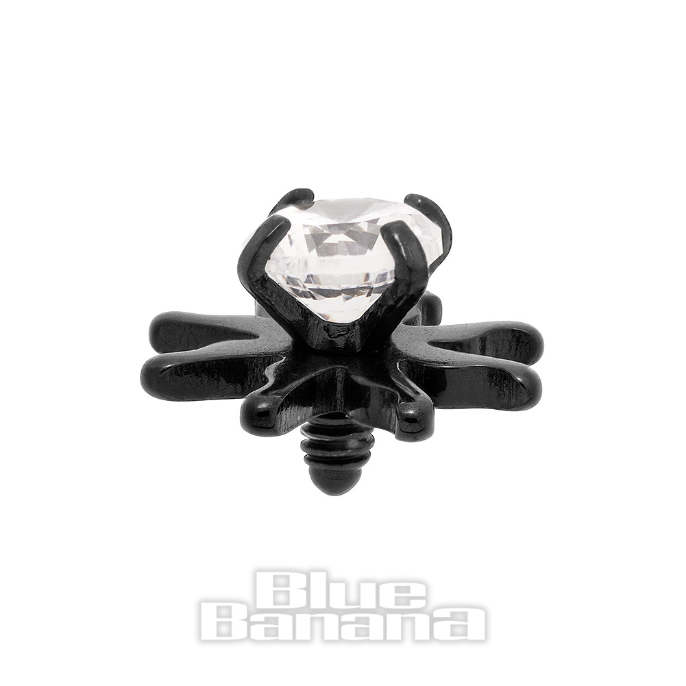 Surgical Steel Sun Crystal Black Dermal Top | Microdermal Piercing ...