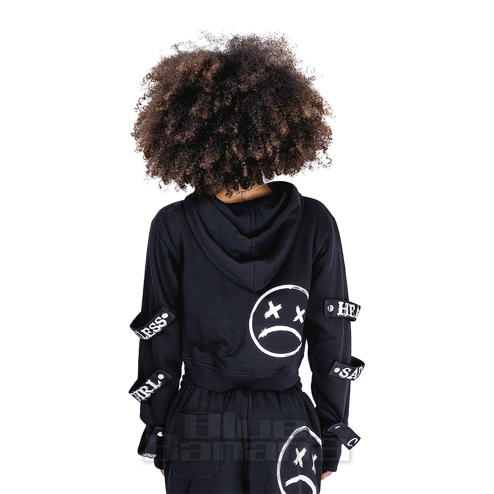 Heartless Black Sad Girl Club Cropped Hoodie | Blue Banana UK