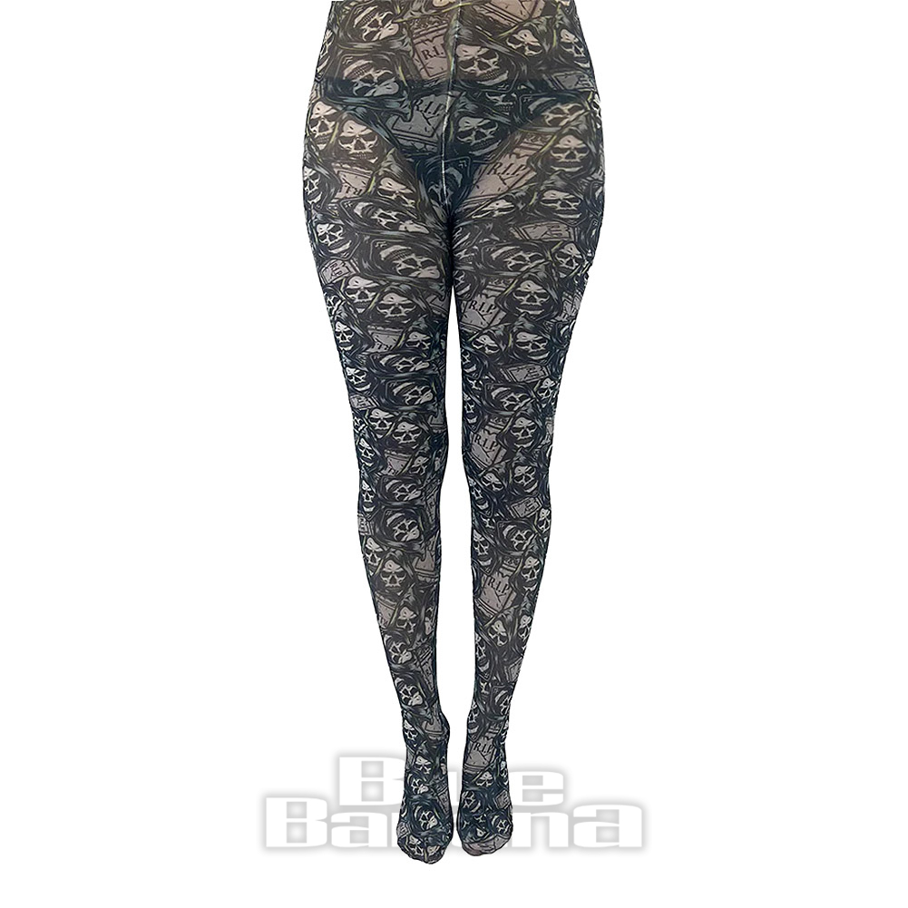 Pamela Mann RIP Reaper Skulls Tights| Blue Banana UK