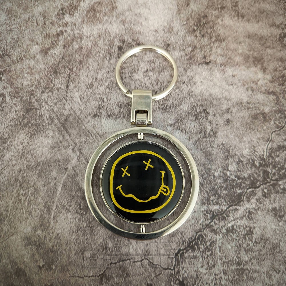 Official Nirvana Smiley Spinner Keychain, Classic Keyring