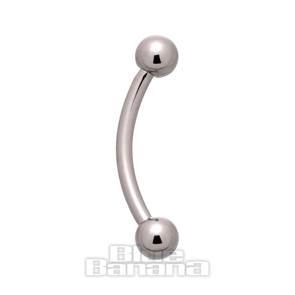 Blue Banana Siilver Polished Titanium 1.2mm Curved Barbell, Piercing ...