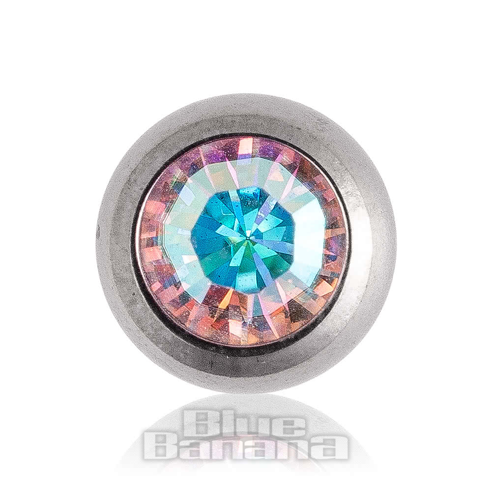 Blue Banana Polished Titanium 5mm Aurora Borealis Jewelled Ball, Body ...