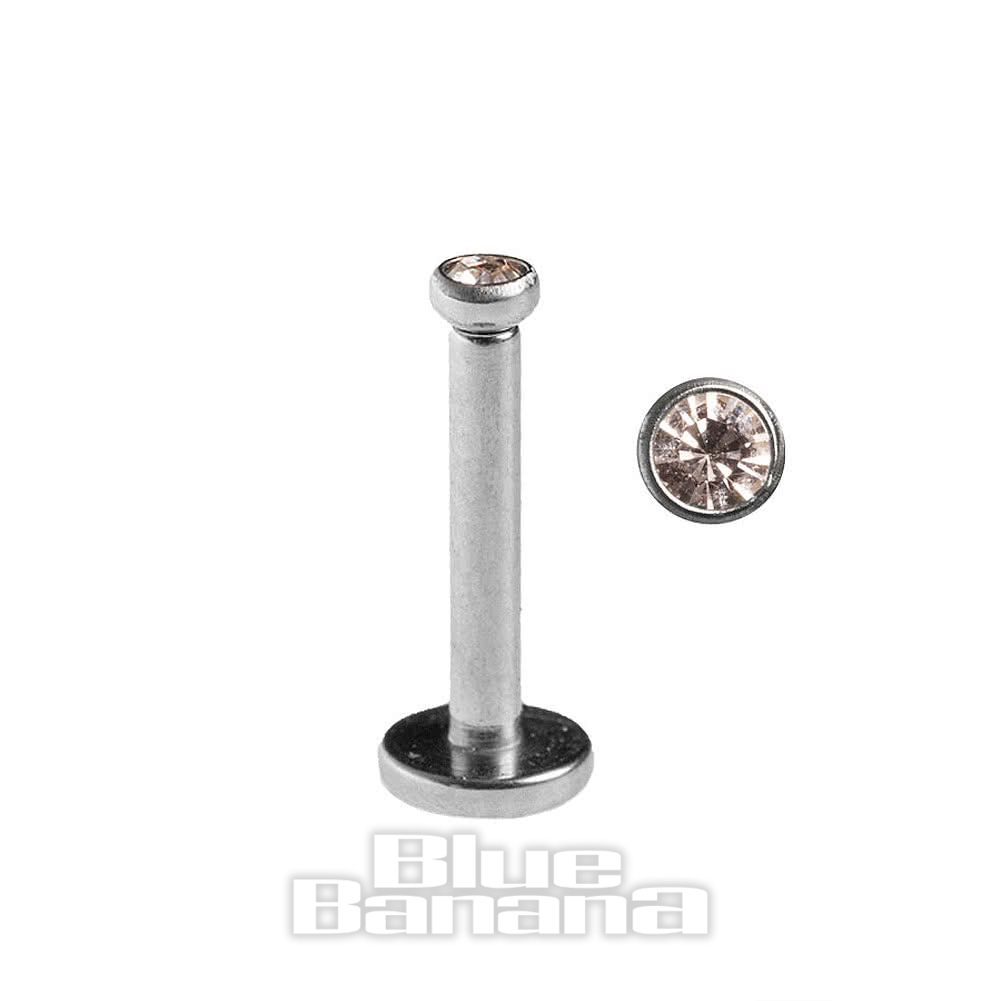 Blue Banana Polished Surgical Steel 1.2mm Internally Threaded Crystal ...