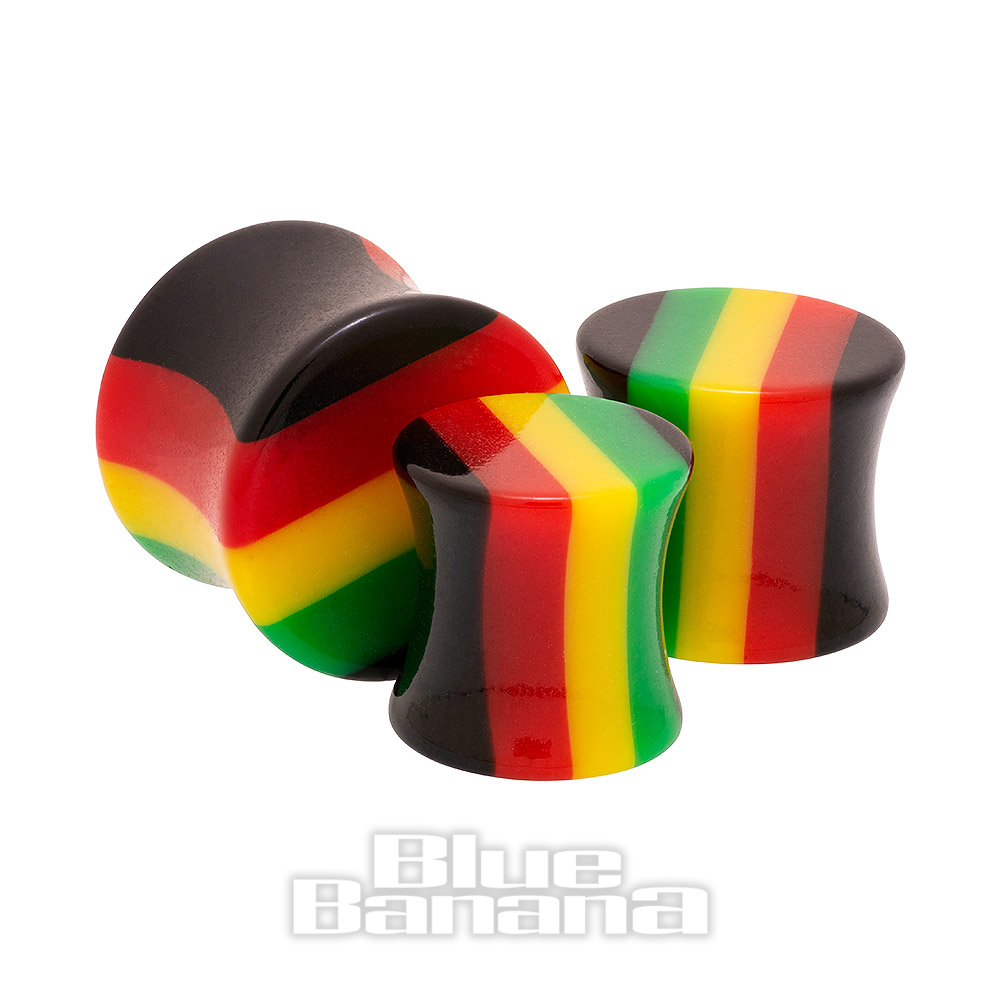 Blue Banana Acrylic Coloured Stripes Ear Plug, Piercing Jewellery UK