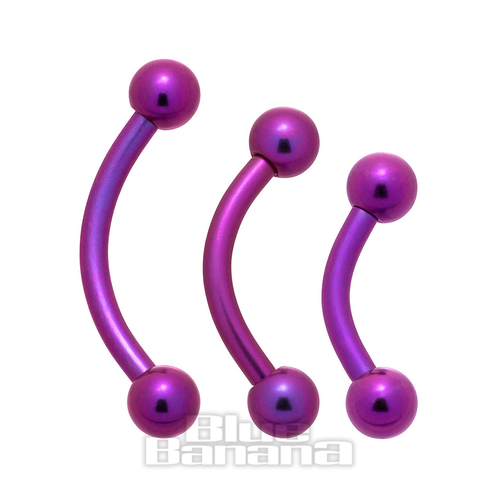 Blue Banana Purple Titanium 1.2mm Curved Barbell, Piercing Jewellery