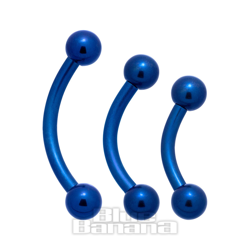 Blue Banana Blue Titanium 1.2mm Curved Barbell, Body Jewellery UK