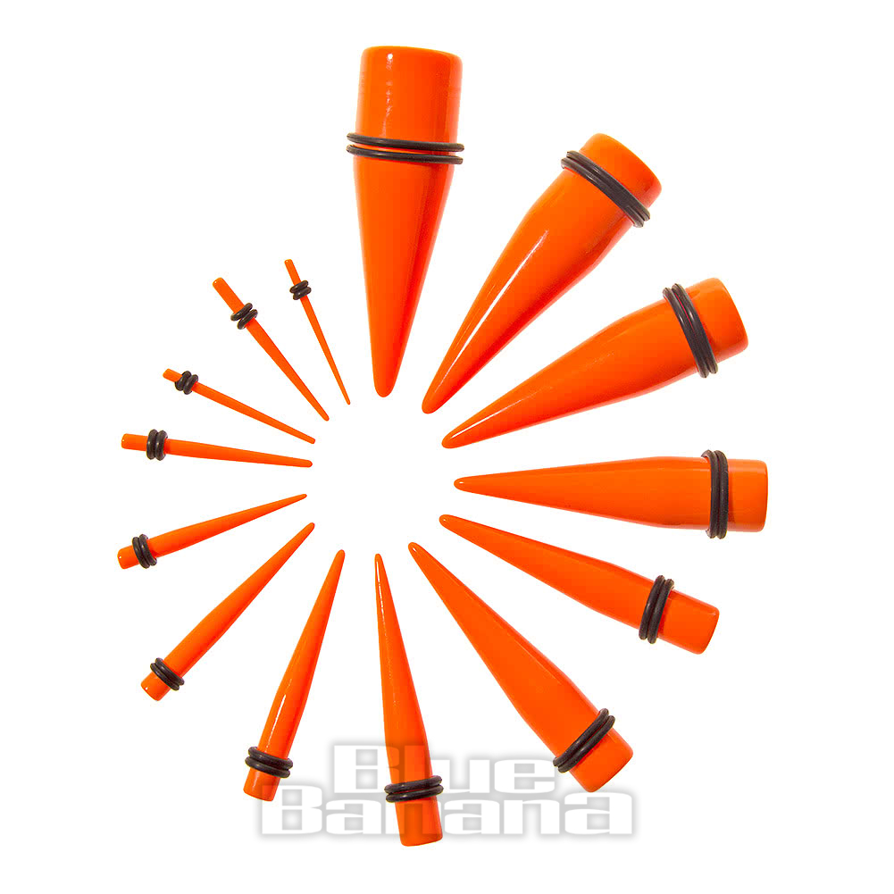 Blue Banana Acrylic Orange Neon Ear Stretcher, Body Piercing UK