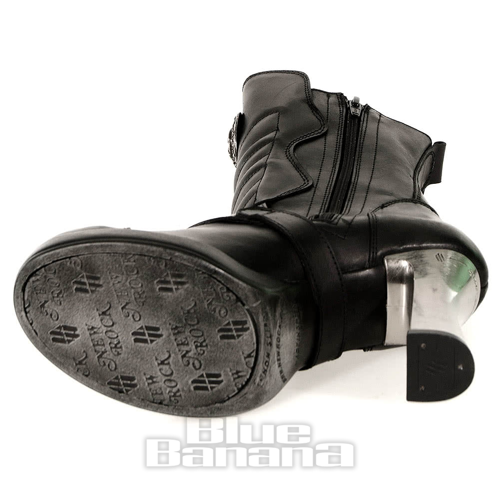 New Rock M.5832-C1 Goth Black Heeled Boots, Alternative Footwear