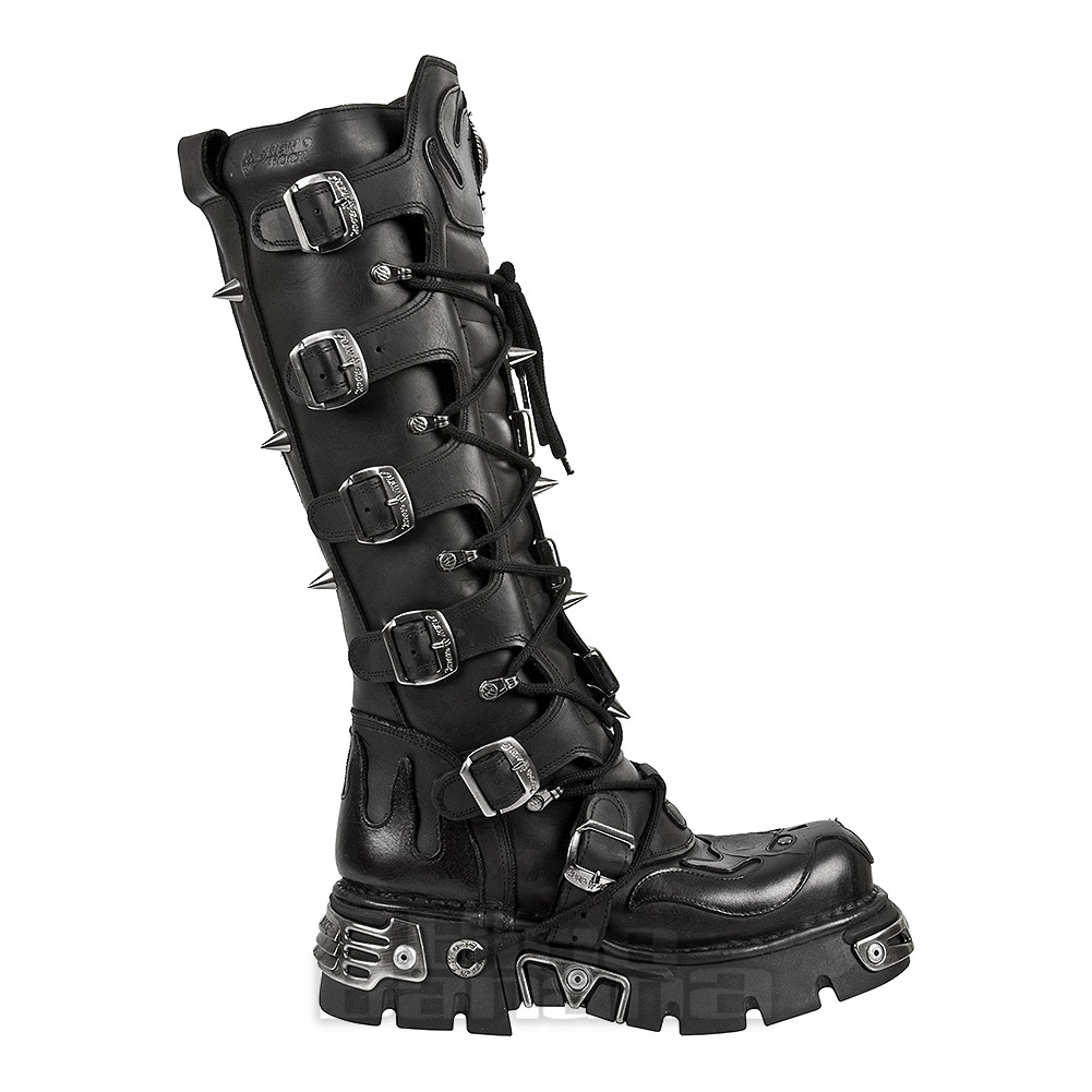 New Rock M.161-S1 Reactor Demon Flame High Boots, Knee High Boots
