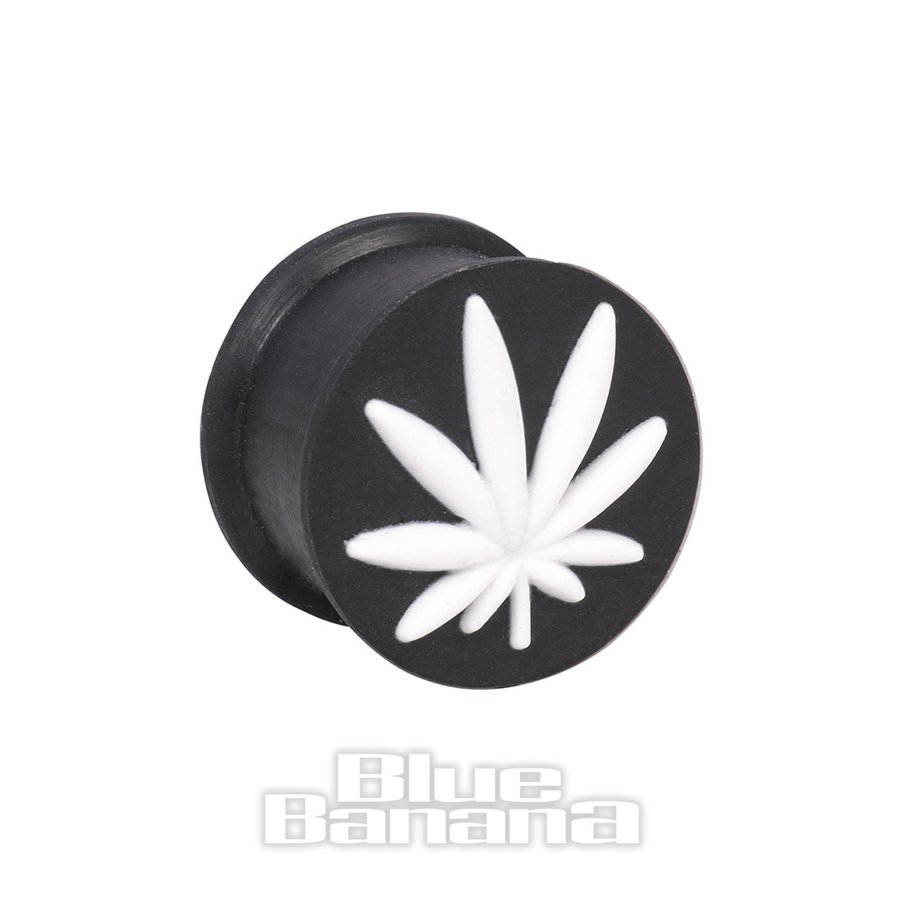 Blue Banana Black and White Silicone Leaf Plug 6 to 20mm, Piercing ...