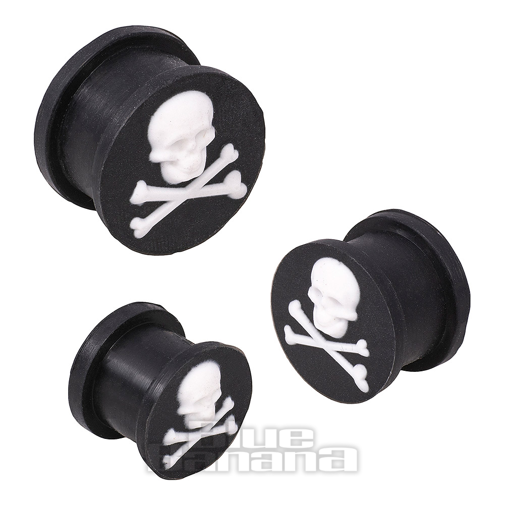 Blue Banana Acrylic Black Skull & Crossbones Ear Plug, Piercing ...
