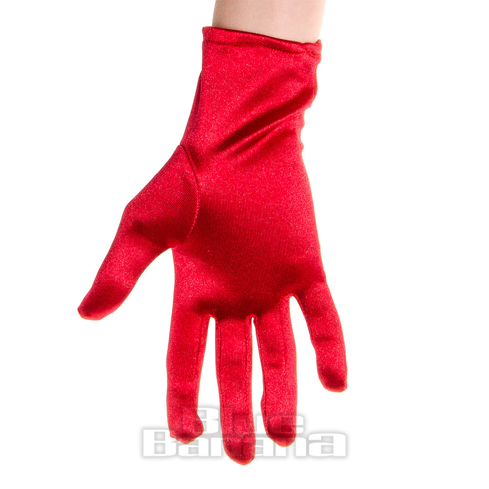 Blue Banana Short Satin Gloves, Womens Red Satin Gloves