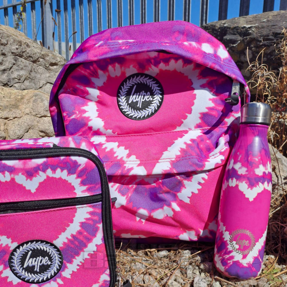 Hype Pink Heart Tie Dye Backpack | School Rucksack & Bag