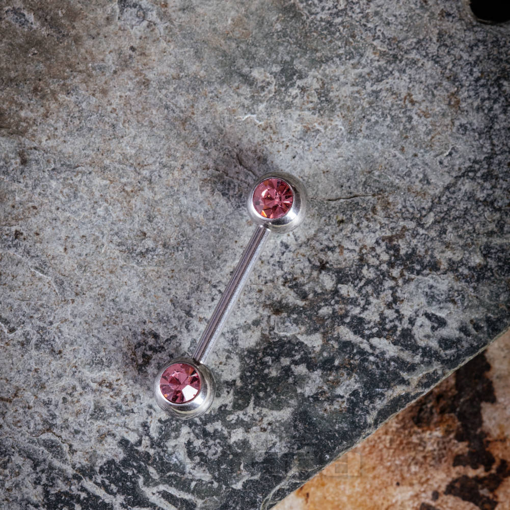 Blue Banana Surgical Steel 1.6mm Rose Jewelled Barbell, Piercing Jewellery
